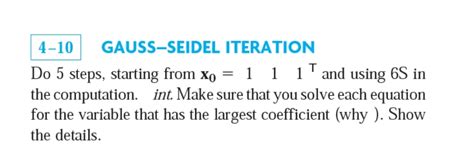 solved gauss seidel iterationdo 5 ﻿steps starting from