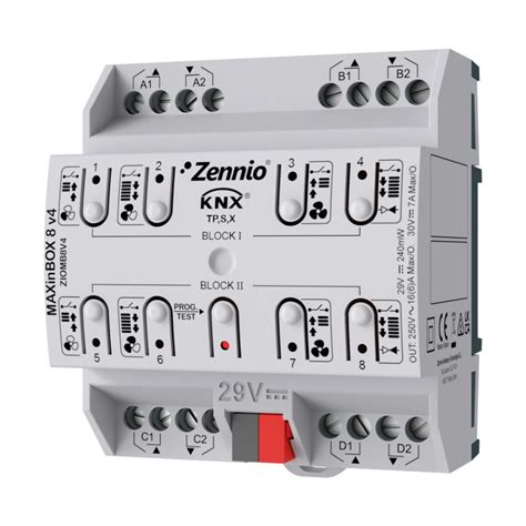 Zennio [ziomb8v4] Maxinbox 8 V4 Актуатор Knx 8 выходов Купить Knx 24