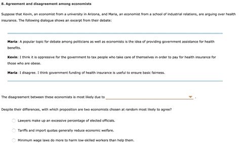 Solved The Disagreement Between These Economists Is Most Likely Due