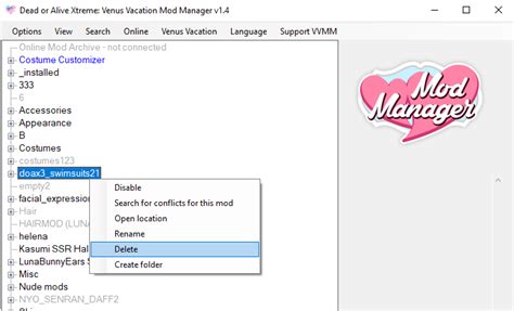Venus Vacation Mod Manager V1 4 Mod Maker V0 7 Page 10 Dead Or Alive Xtreme Venus