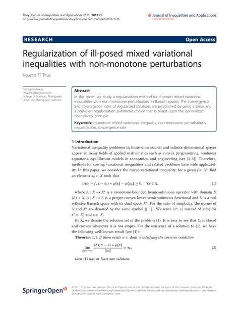 Pdf Regularization Of Ill Posed Mixed Variational Inequalities With Non Monotone Perturbations