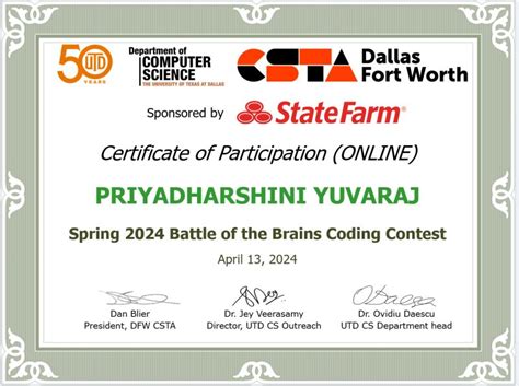 Priyadharshini Y On Linkedin Codingcontest Programming Certificate