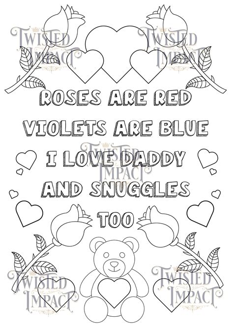 Ddlg Printable Colouring Page Roses And Snuggles Coloring Etsy Hong Kong