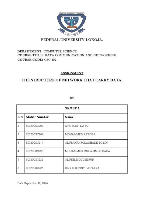 Csc 402 Assignment Gp2 Personal Federal University Lokoja
