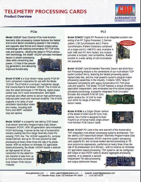 Telemetry Data Processing Systems GDP Space Systems