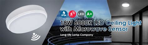 18w Round Led Ceiling Light Motion Sensor Ip54 Outdoor Indoor Microwave