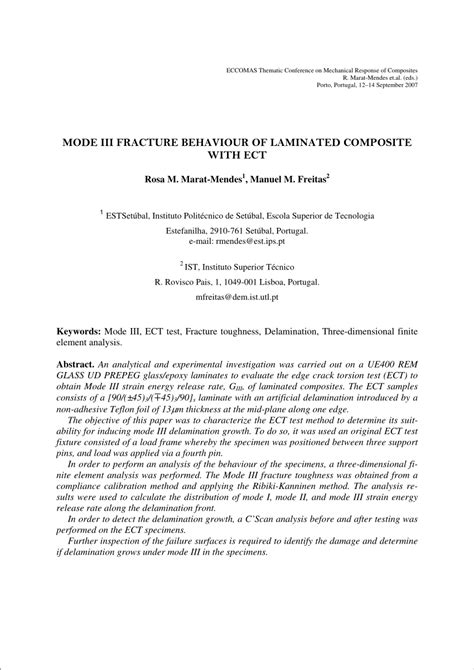 Pdf Mode Iii Fracture Behaviour Of Laminated Composite