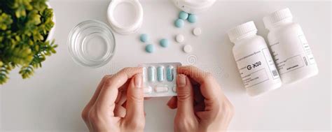 A Person Is Holding A Pill Bottle And A Pill Container By Ai Generated Image Stock Illustration