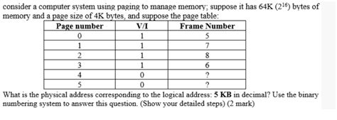 solved consider a computer system using paging to manage