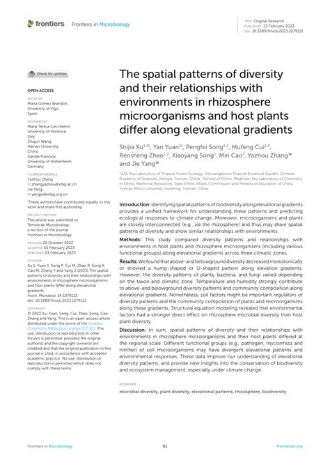 Pdf The Spatial Patterns Of Diversity And Their Relationships With Environments In Rhizosphere