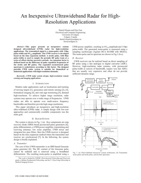 PDF An Inexpensive Ultrawideband Radar For High Resolution Applications