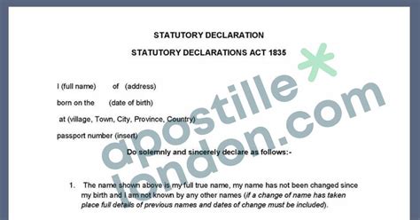 Free Statutory Declaration Template Printable Templates