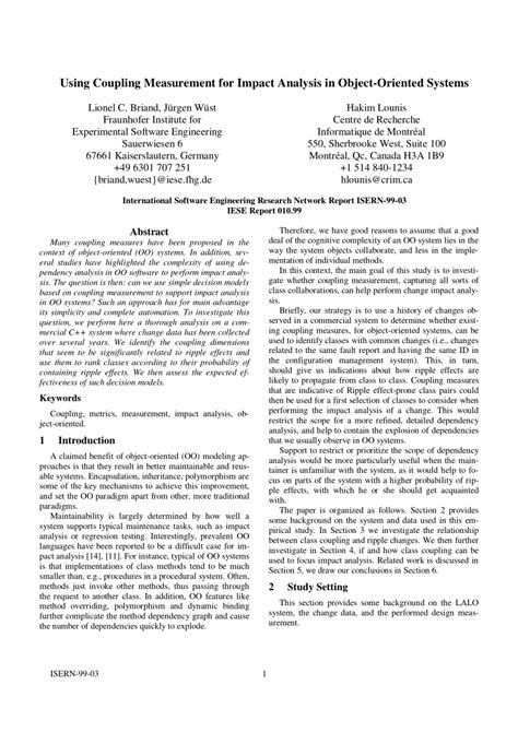 Pdf Using Coupling Measurement For Impact Analysis In Object Oriented Systems