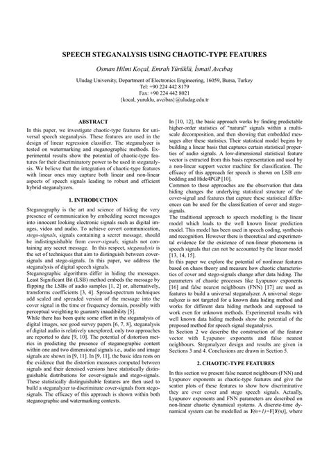 Pdf Speech Steganalysis Using Chaotic Type Features