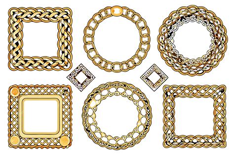 A Set Of Six Gold Chain Frames Two Squares Three Circles And One A Set Of Six Gold Chain Frames Two Squares Three Circles And One