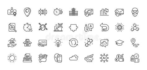 analytics graph qr code and face id line icons pack for web app line