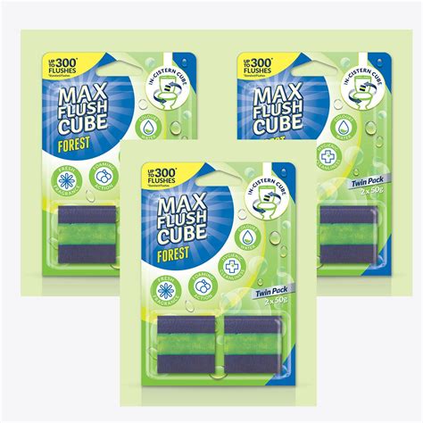 3x Max Flush Cube Forest In Cistern Cube Toilet Cleaner Twin Pack 2x My Discounts Direct