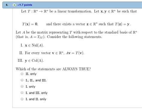 Solved Points Let T Rn Rn Be A Linear Chegg Com