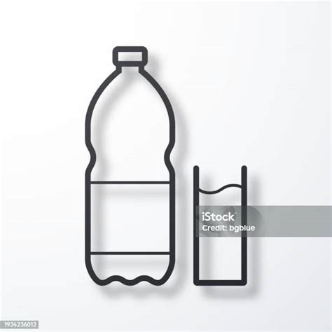 탄산음료 한 병과 한 잔 흰색 배경에 그림자가 있는 선 아이콘 3차원 형태에 대한 스톡 벡터 아트 및 기타 이미지 3차원 형태 개념 검은색 Istock