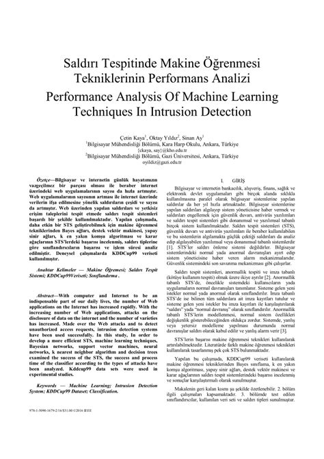 Pdf Performance Analysis Of Machine Learning Techniques In Intrusion Detection