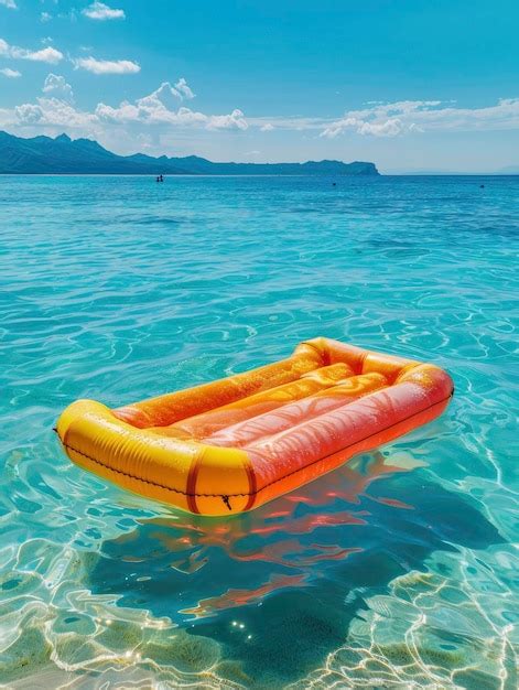 Premium Photo Beautiful Brightly Colored Inflatable Mattress Floating