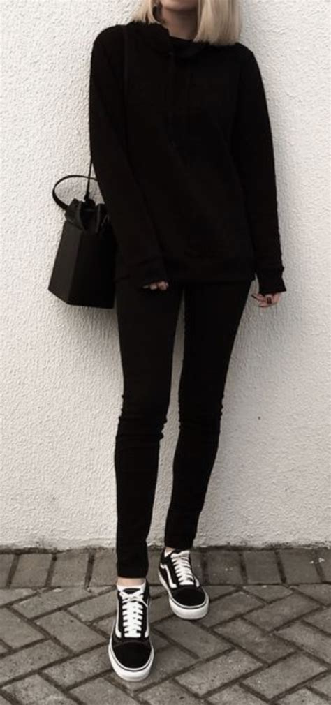 All Black Vans Old Skool Old Skool Outfit Fashion Outfits Fashion
