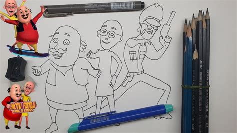 Easy Drawing Motu Patlu How To Make Drawing Of Motu Patlu Inspector