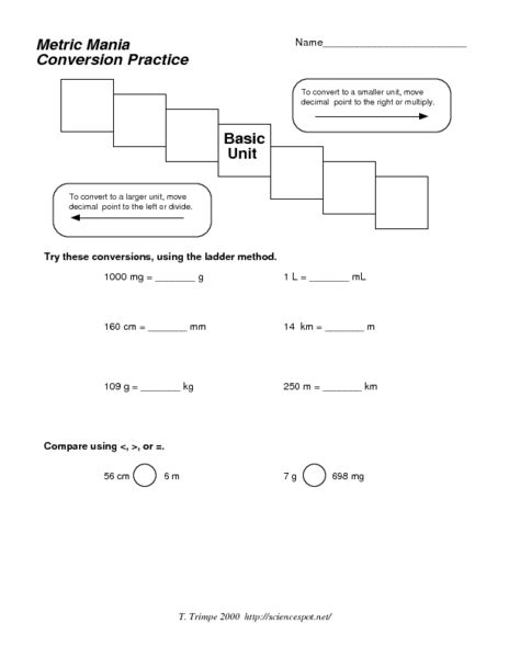 Conversion Practice Worksheet For 6th 8th Grade Lesson Planet