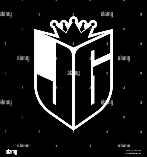 Jg Letter Bold Monogram With Shield Shape And Sharp Crown Inside Shield