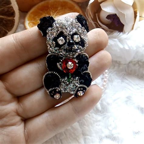 Вот моя пандочка))) Получился мальчик))) #пандаброшь #брошьпанда # ...
