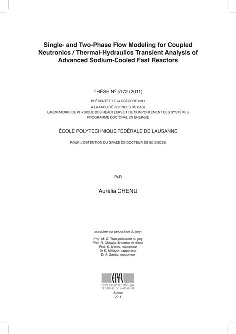 Pdf Single And Two Phase Flow Modeling For Coupled Neutronics
