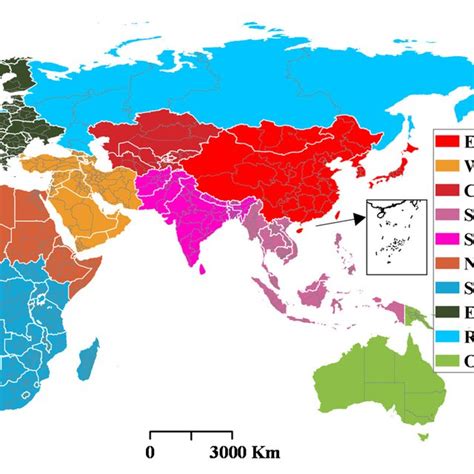 Spatial Distribution Of Countries And Regions In The Eastern Hemisphere