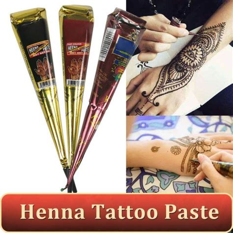 New Hot New Henna Tattoo Paste Black Brown Red White Henna Cones Indian