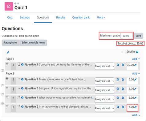 Adding And Editing Questions