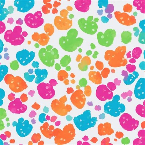 Colorful Paw Prints Background