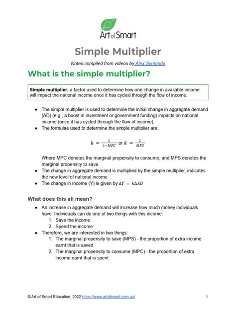 Hsc Together Simple Multiplier 1 Pdf Fiscal Multiplier Consumption Economics