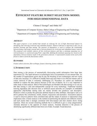 EFFICIENT FEATURE SUBSET SELECTION MODEL FOR HIGH DIMENSIONAL DATA PDF