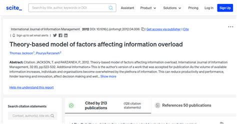 Theory Based Model Of Factors Affecting Information Overload