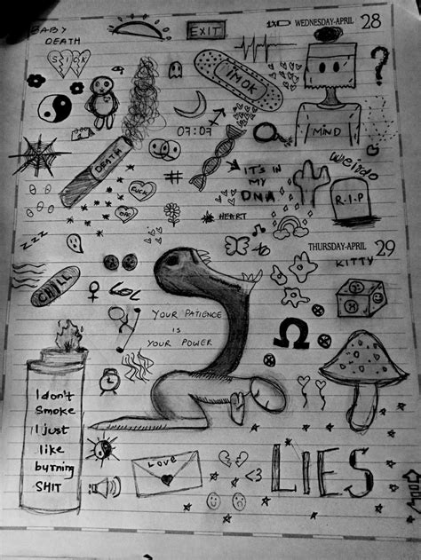 Creative Doodles In An Open Notebook