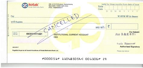 Cancelled Kotak Bank Cheque Pdf