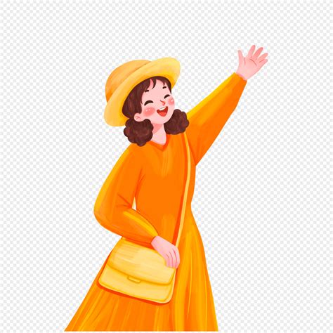 손을 흔드는 소녀 Png 일러스트 및 벡터 이미지 무료 다운로드 Lovepik