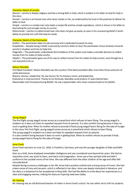 Character Sketch Class 10 Pdf Anne Frank Psychology