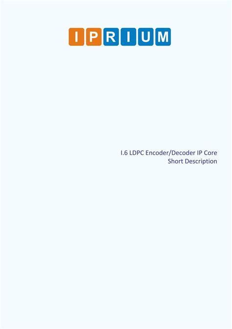 I6 Ldpc Coderdecoder Fpga Ip Core Iprium