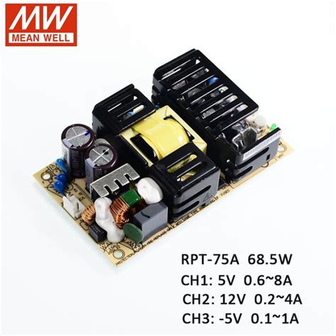 Rpt 75a Meanwell 68 5w Triple Ouput Circuit Board Pcb Switch Power Supply 110v 220v Ac To 5v 12v
