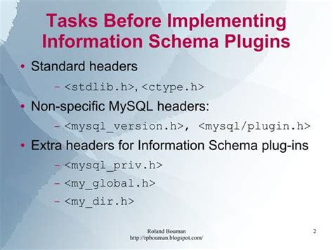 3 Writing Mysql Plugins For The Information Schema Ppt