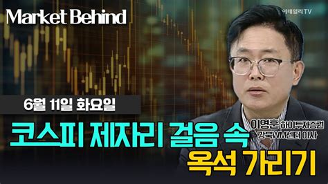 코스피 2700선 제자리 걸음 옥석 가리기 해야 할 때 이영훈 하이투자증권 강북wm센터 이사 Market Signal 20240611 Youtube