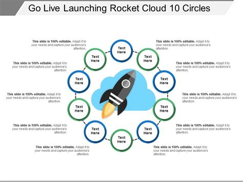 Go Live Launching Rocket Cloud 10 Circles Graphics Presentation