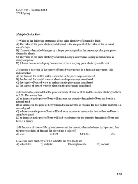 Problem Set 4 Short Version Questions Pdf