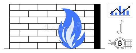 Firewall Security Concept With Blockchain And Market Growth Chart Stock