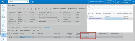 Return Label Tracking Number In Acumatica Community